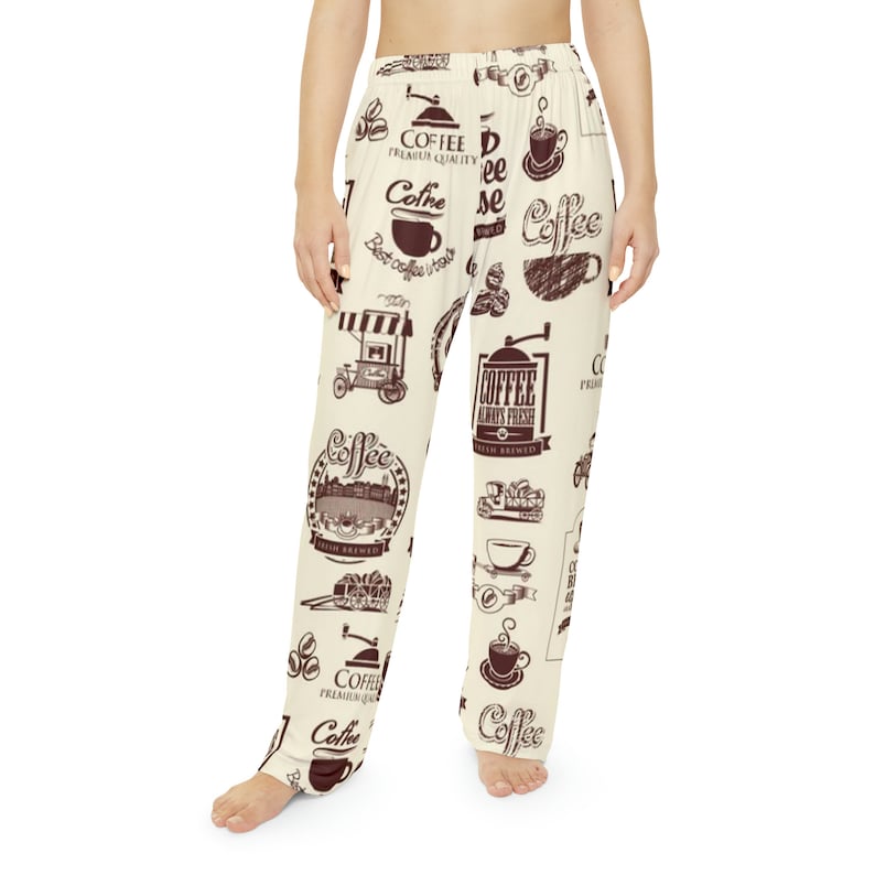 Womens Coffee Themed Pj Pants, Coffee Lovers Ladies Pajama Pants ...