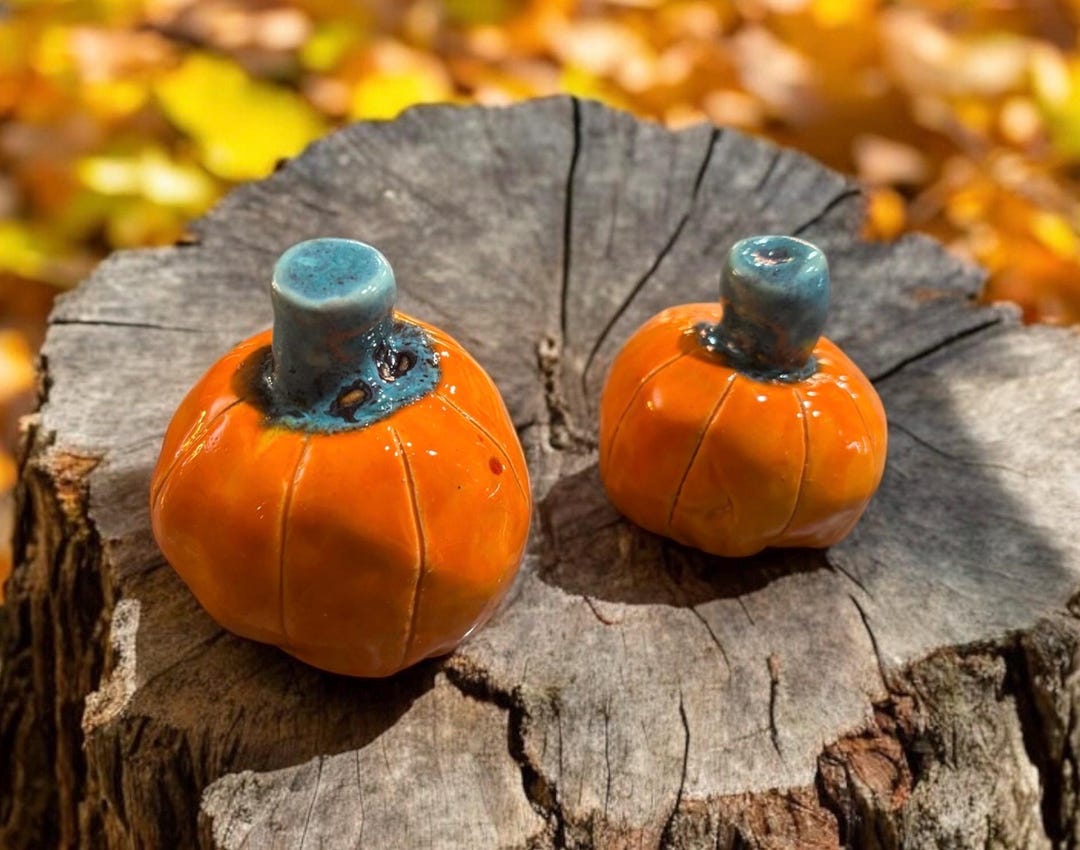 Handmade Ceramic Pumpkins – Mini Autumn Décor, 2 Inch Pottery Pumpkins ...
