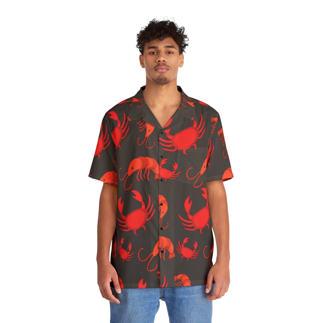 Men's Hawaiian Shirt Lobsters and Shrimp, Funny Mens Hawaiian Shirt ...