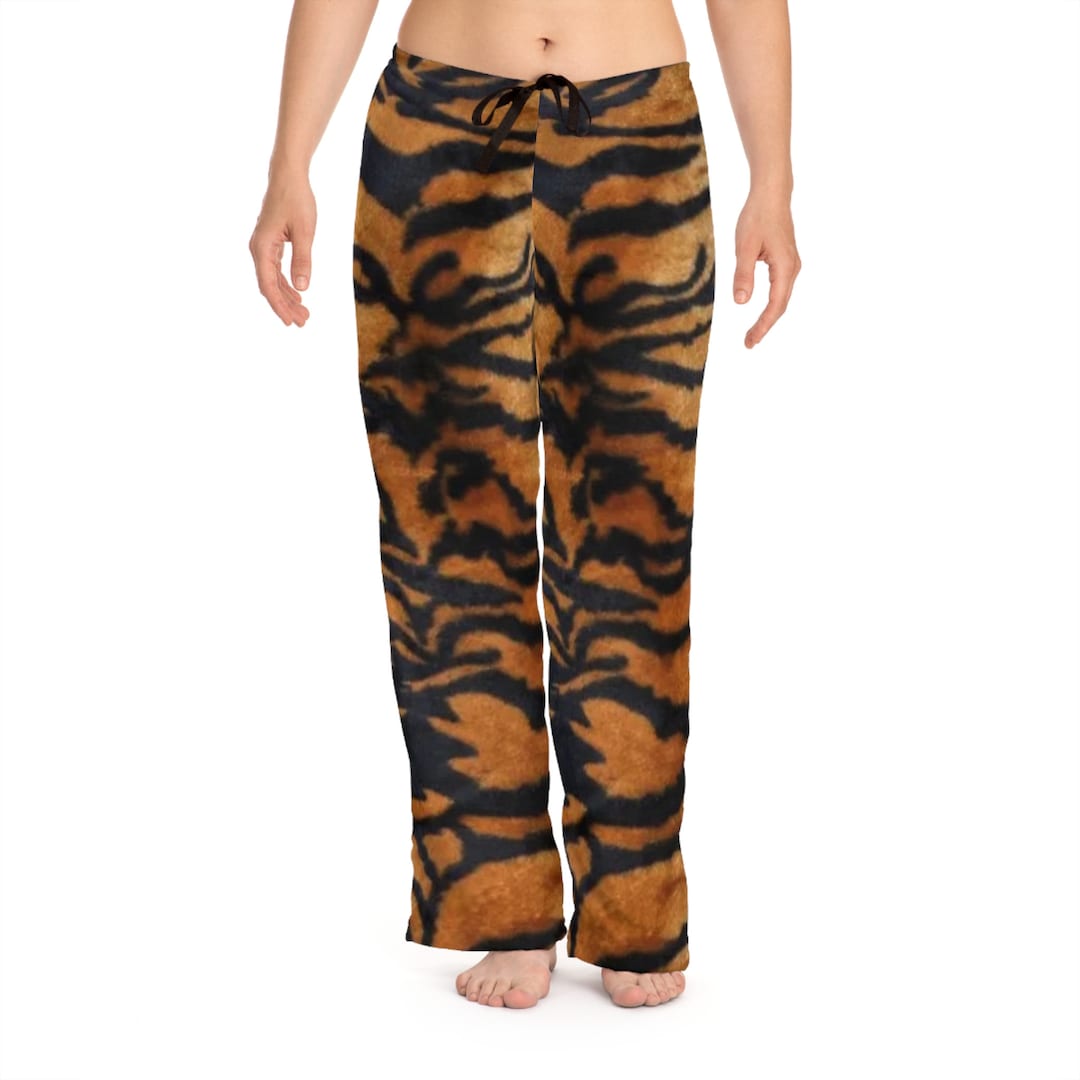 Women's Pajama Pants Tiger Print, Tiger Stripes Pjs, Ladies Novelty Pj ...