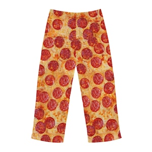 Men's Pizza Theme Pajama Pants, Pepperoni Pizza Lover Gift Pj Bottoms ...