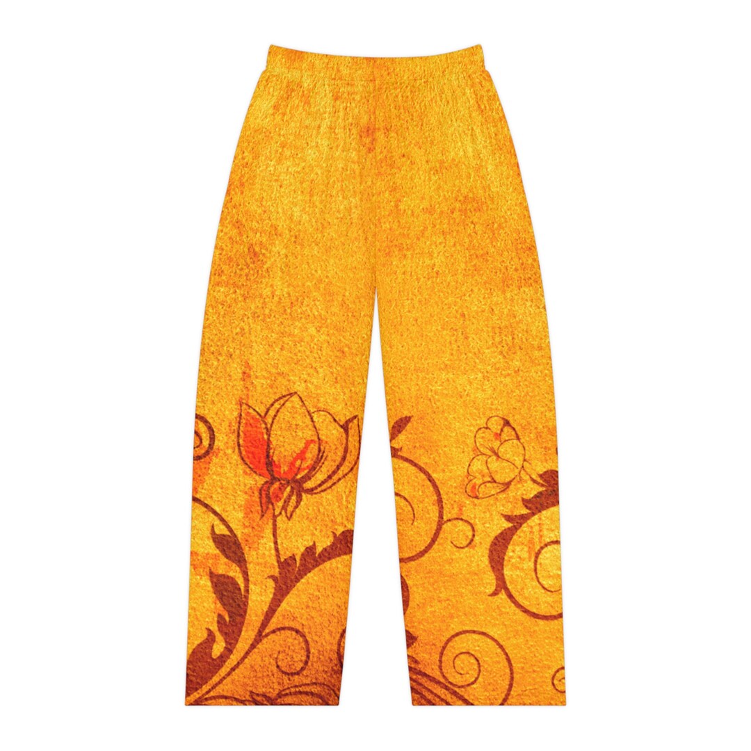 Ladies Burnt Orange Scrolls Pj Bottoms, Rust Orange Pattern Pajama ...