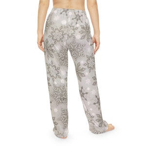 Winter Theme Ladies Snowflake Pj Pants, Holiday Ladies Pajama Pants ...