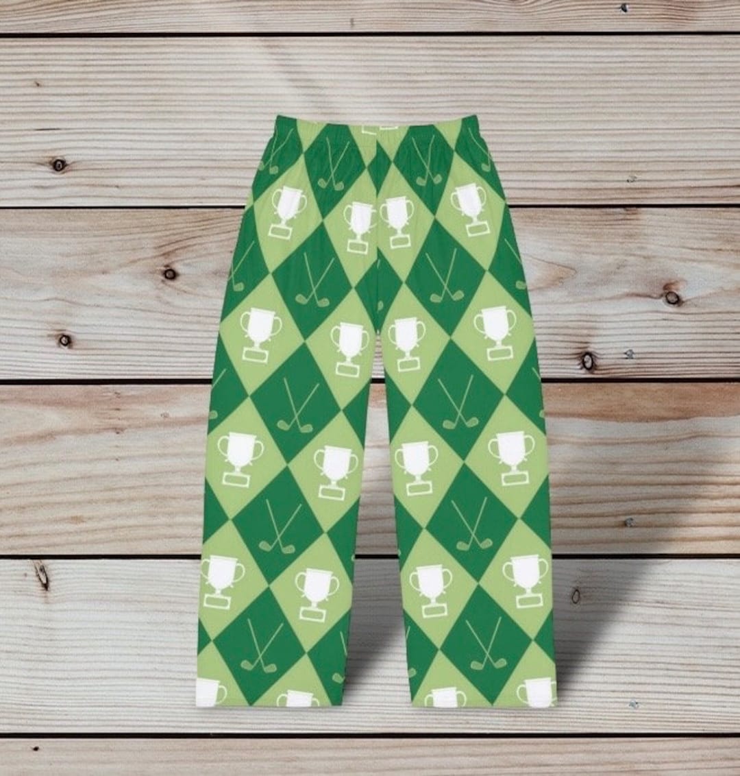 Men's Pajama Pants Golf, Golfer Pj Pants, Argyle Pattern Novelty Lounge ...