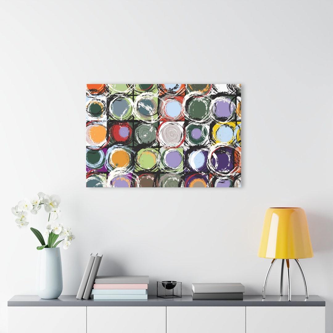 Acrylic Print Abstract Circles and Squares, Dining Room Wall Hanging ...