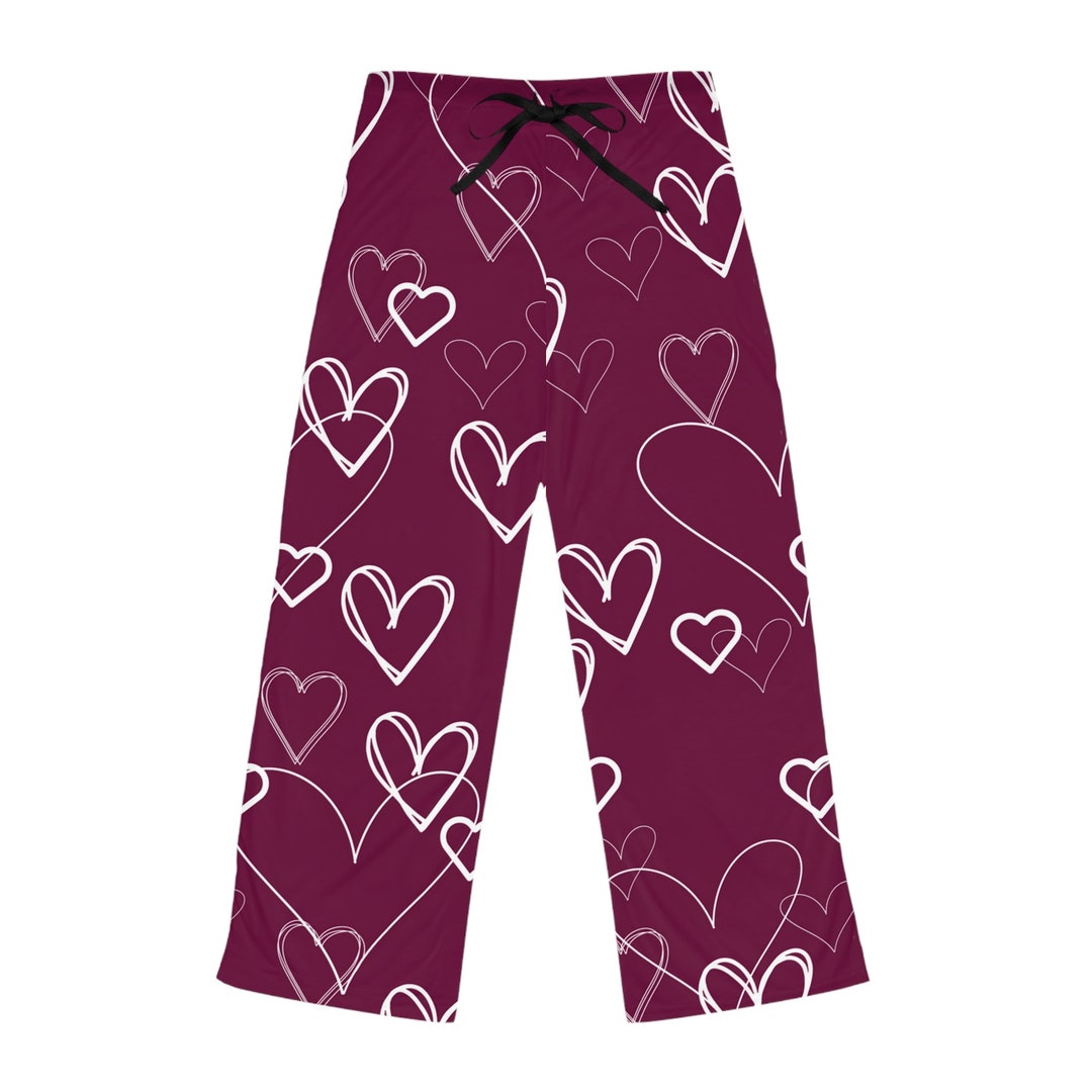 Ladies Pajama Pants Whimsical Hearts, Valentines Day Pjs, Ladies ...
