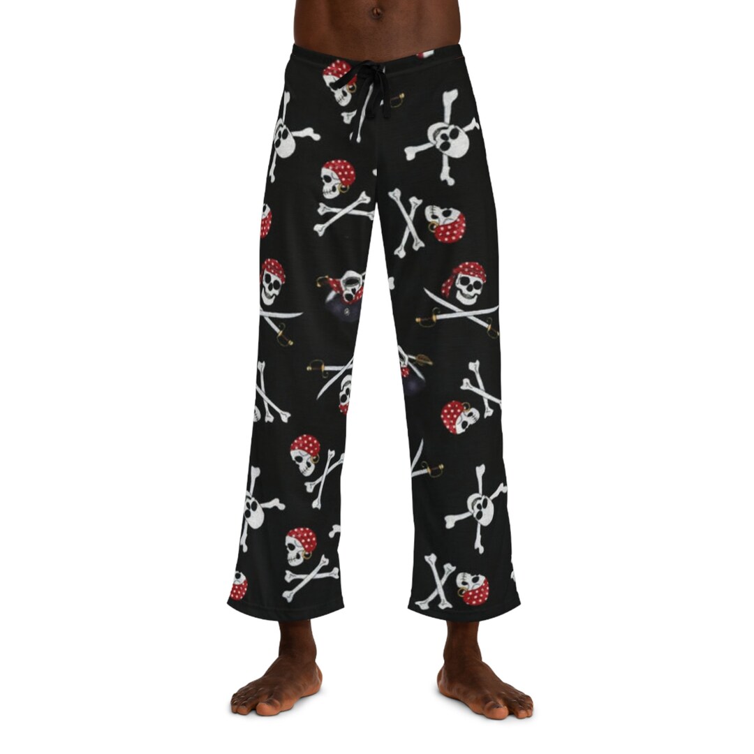 Men's Pirate Skulls Pajama Pants, Skull Print Pj Bottoms, Gift for Him ...