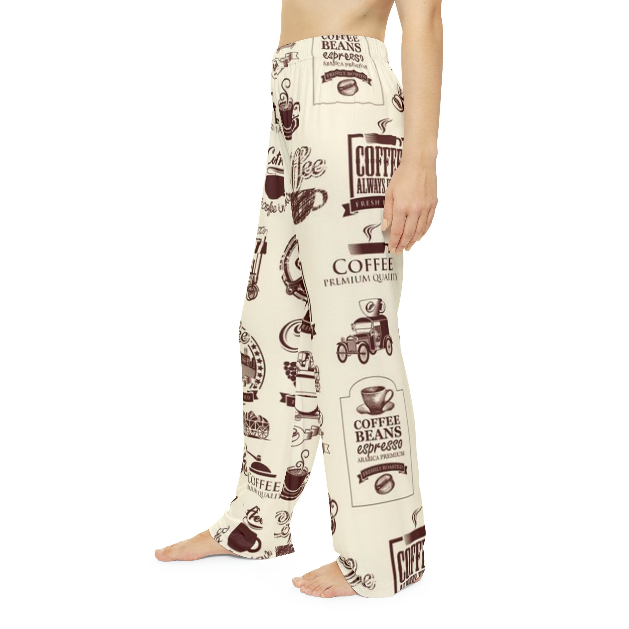 Womens Coffee Themed Pj Pants, Coffee Lovers Ladies Pajama Pants ...