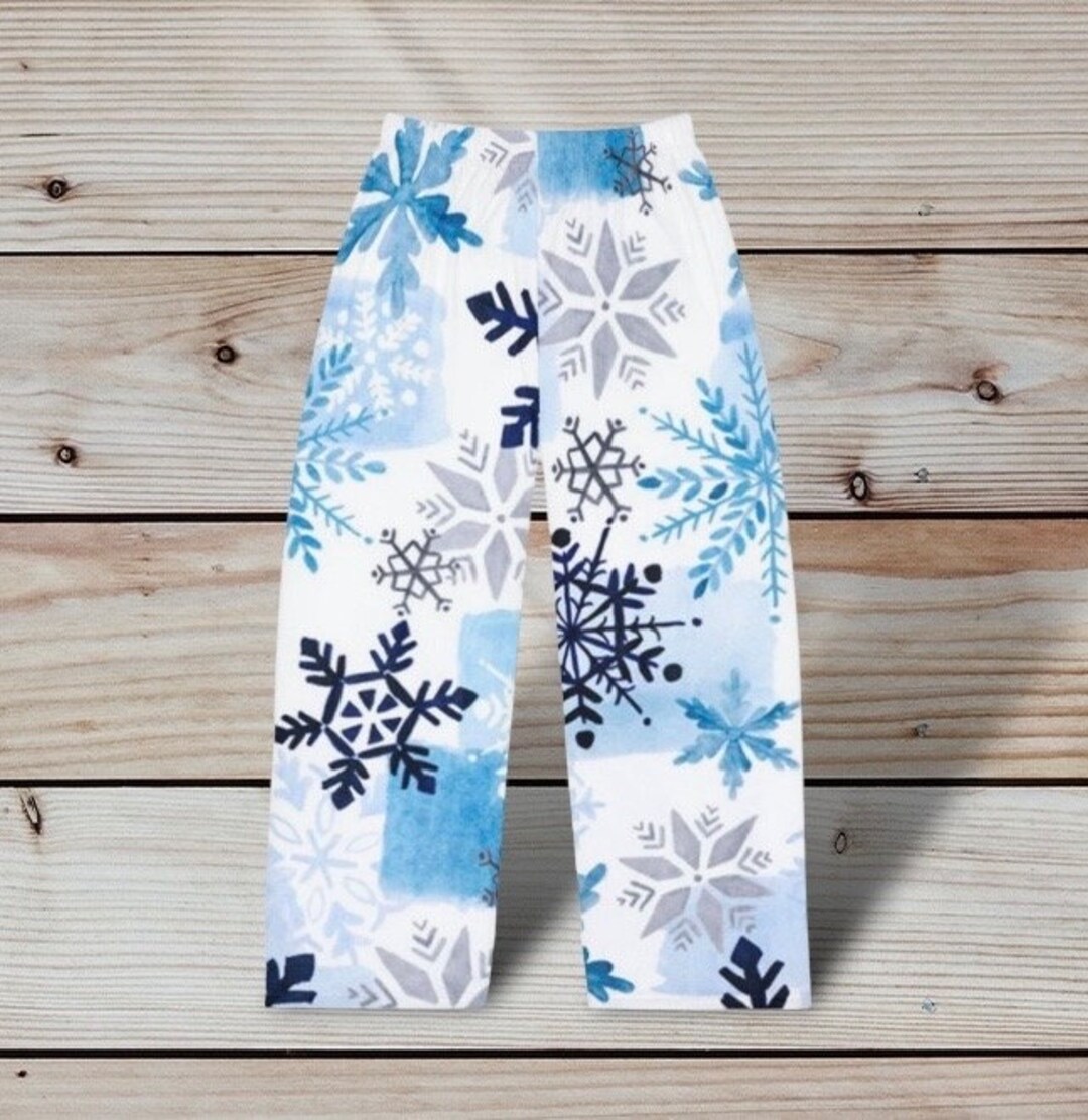 Men's Pajama Pants Festive Blue Snowflakes Print Winter - Etsy