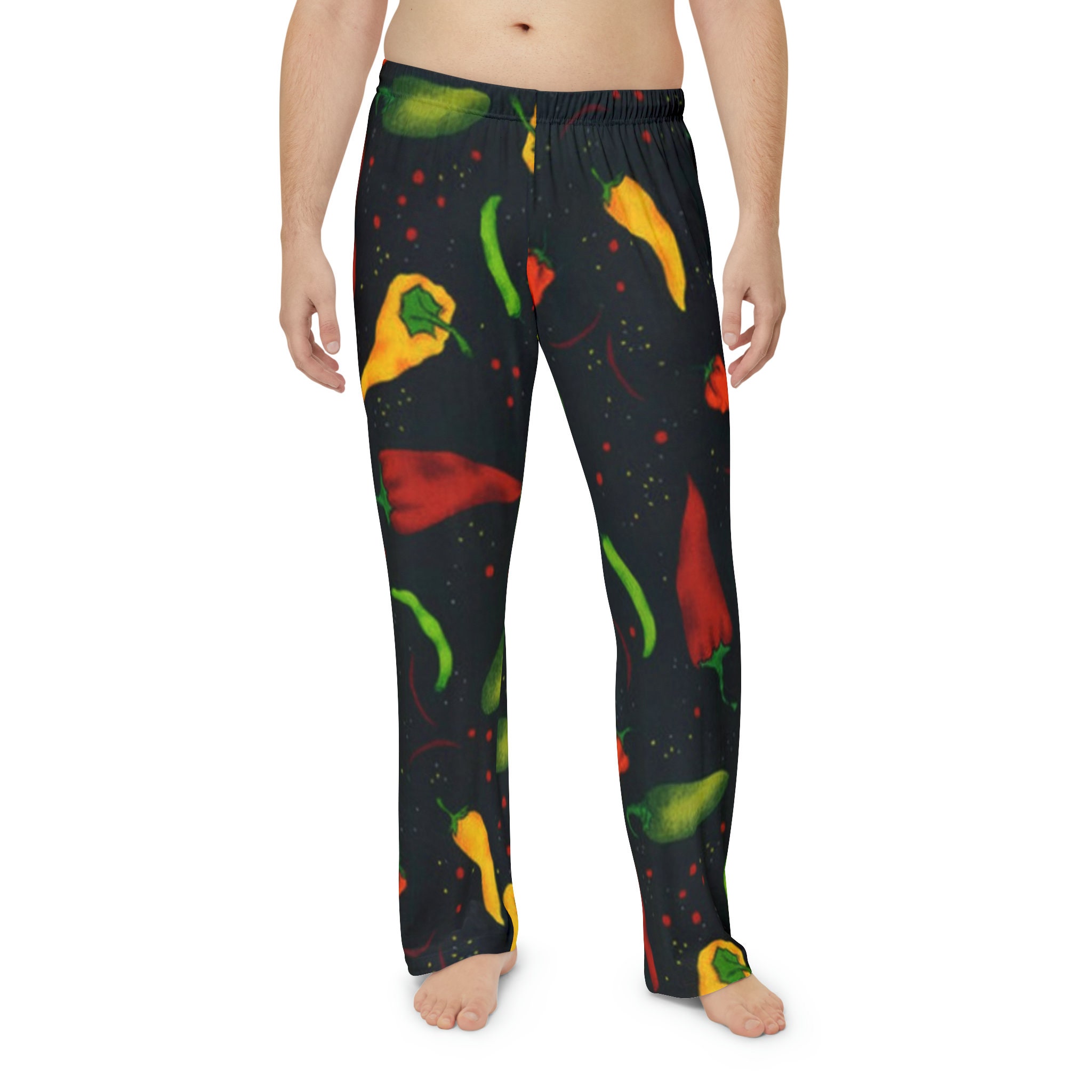 Men's Pajama Pants Chili Peppers, Hot Peppers Pj Pants, Novelty Lounge ...