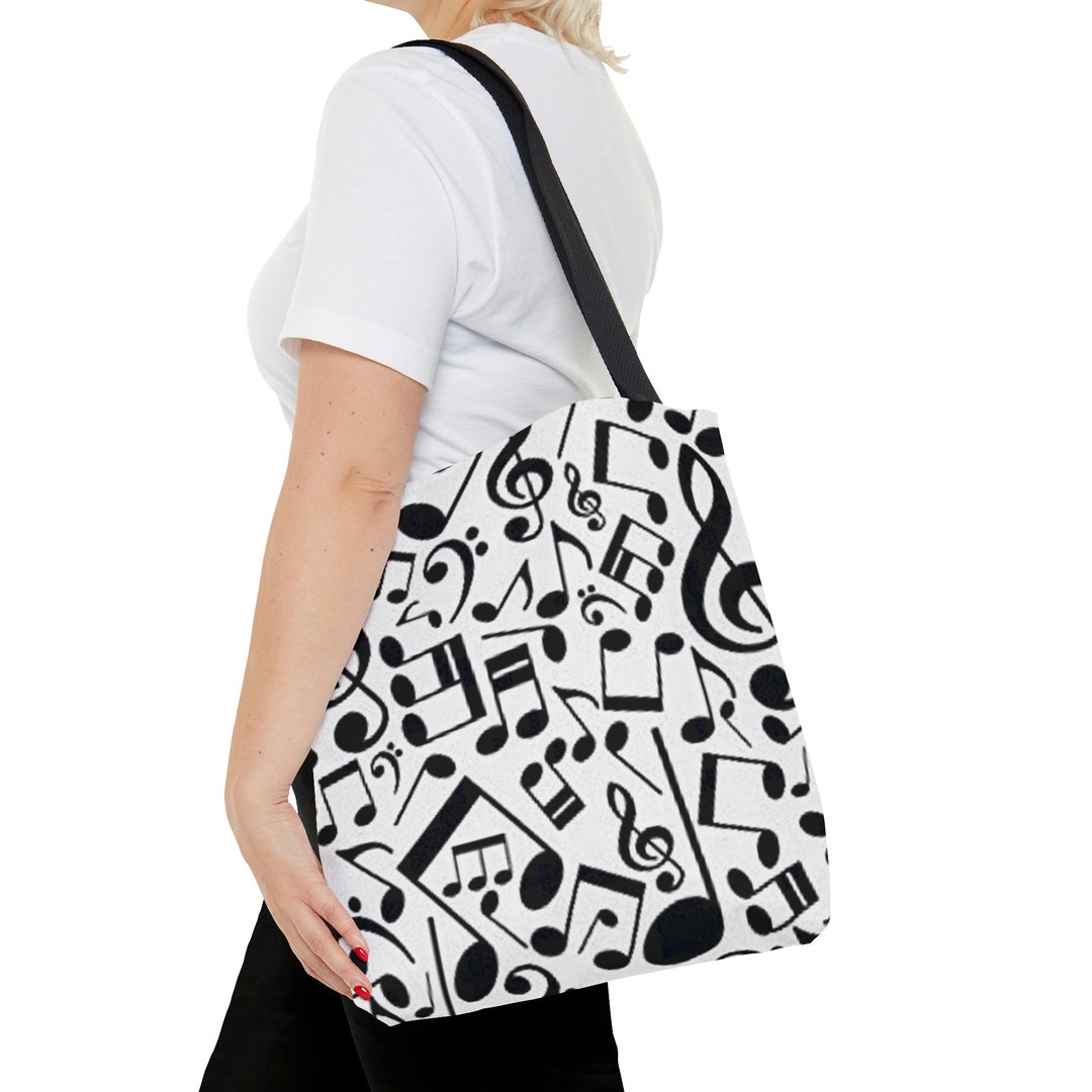 Music Notes Tote Bag, Cute Music Themed Bag, Accessories Bag, Book Bag ...