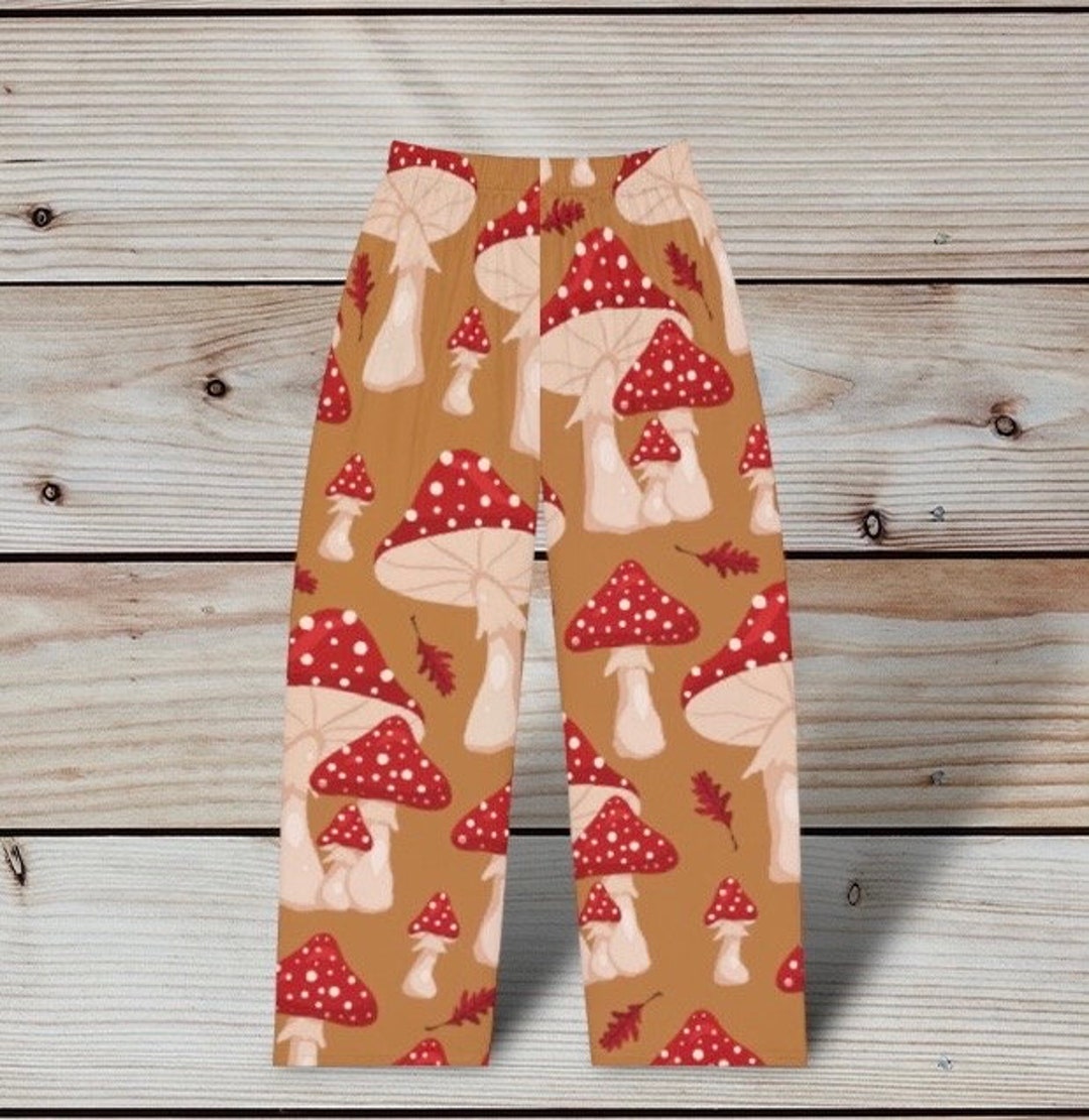Mushroom Aesthetic Pajama Pants, Cottage Core Lounge Pants, Mushrooms ...