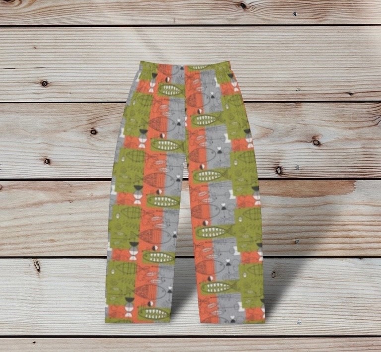 Men's Pajama Pants Fishing Themed, Whimsical Fish Pj Pants, Novelty ...