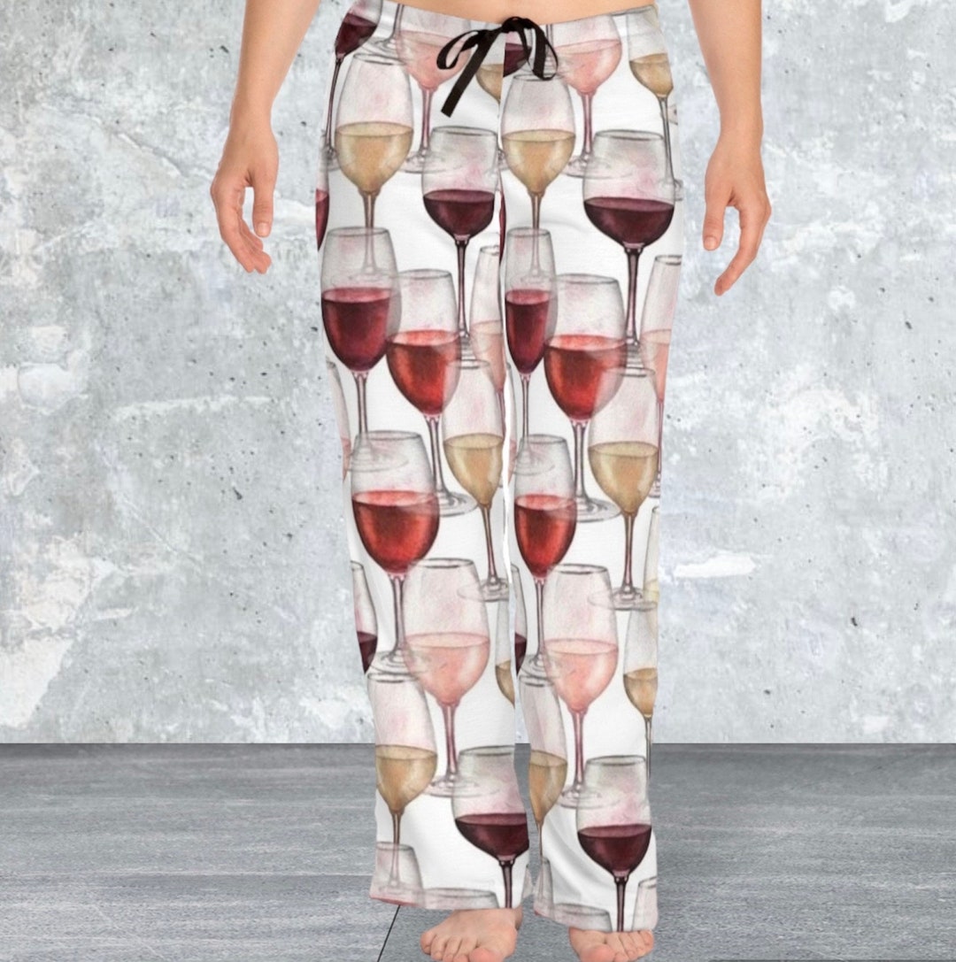 Ladies Pajama Pants Wine Glasses, Wine Lovers Pjs, Ladies Novelty Pj ...