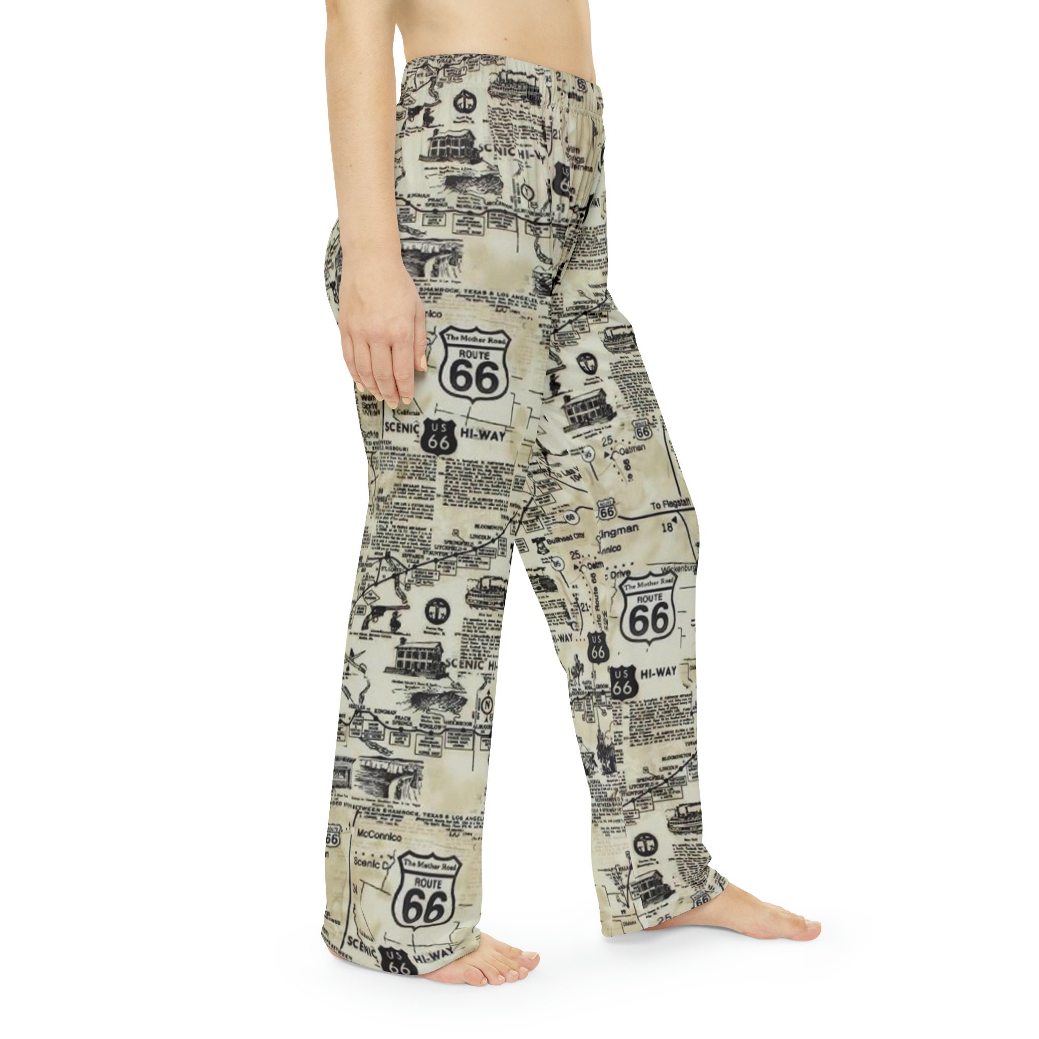 Womens Historic Route 66 Pj Pants, Ladies Pajama Pants, Novelty Road ...