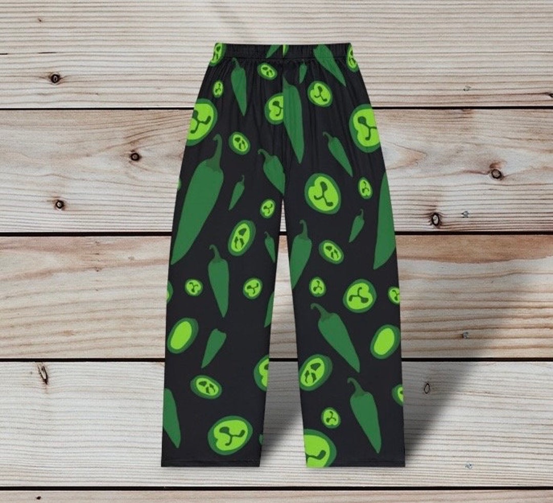 Ladies Funny Jalapeno Pj Pants, Hot Pepper Pajama Pants, Novelty ...