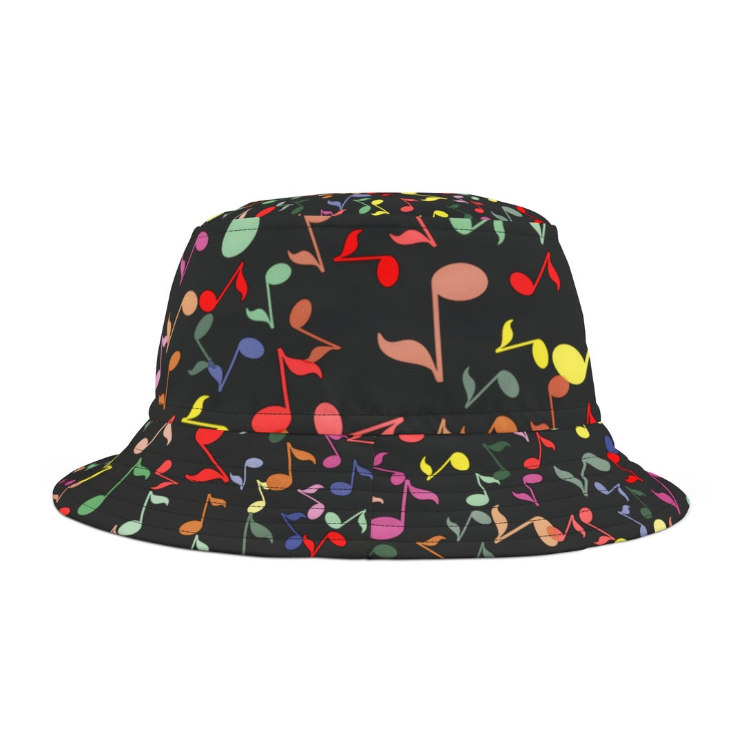 Bucket Hat Music Notes , Musician Fashion Hat, Ladies Mens Kids Hat ...