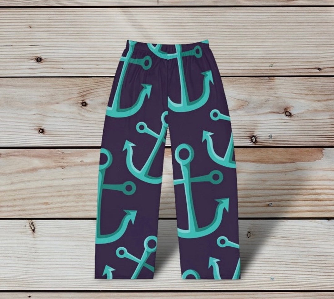 Men's Pajama Pants Boat Anchor Print, Nautical Pj Pants, Boater Novelty ...