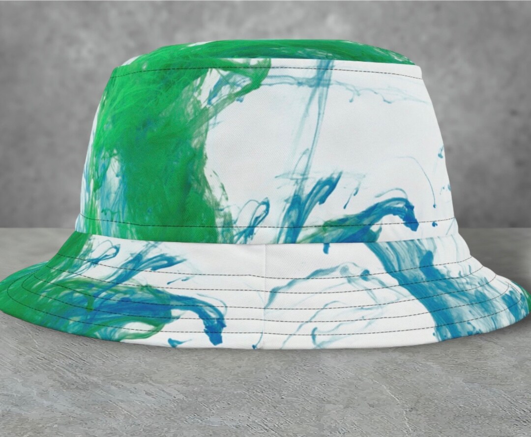 Bucket Hat Watercolor Splash Blue Green, Fun Fashion Hat, Ladies Mens ...