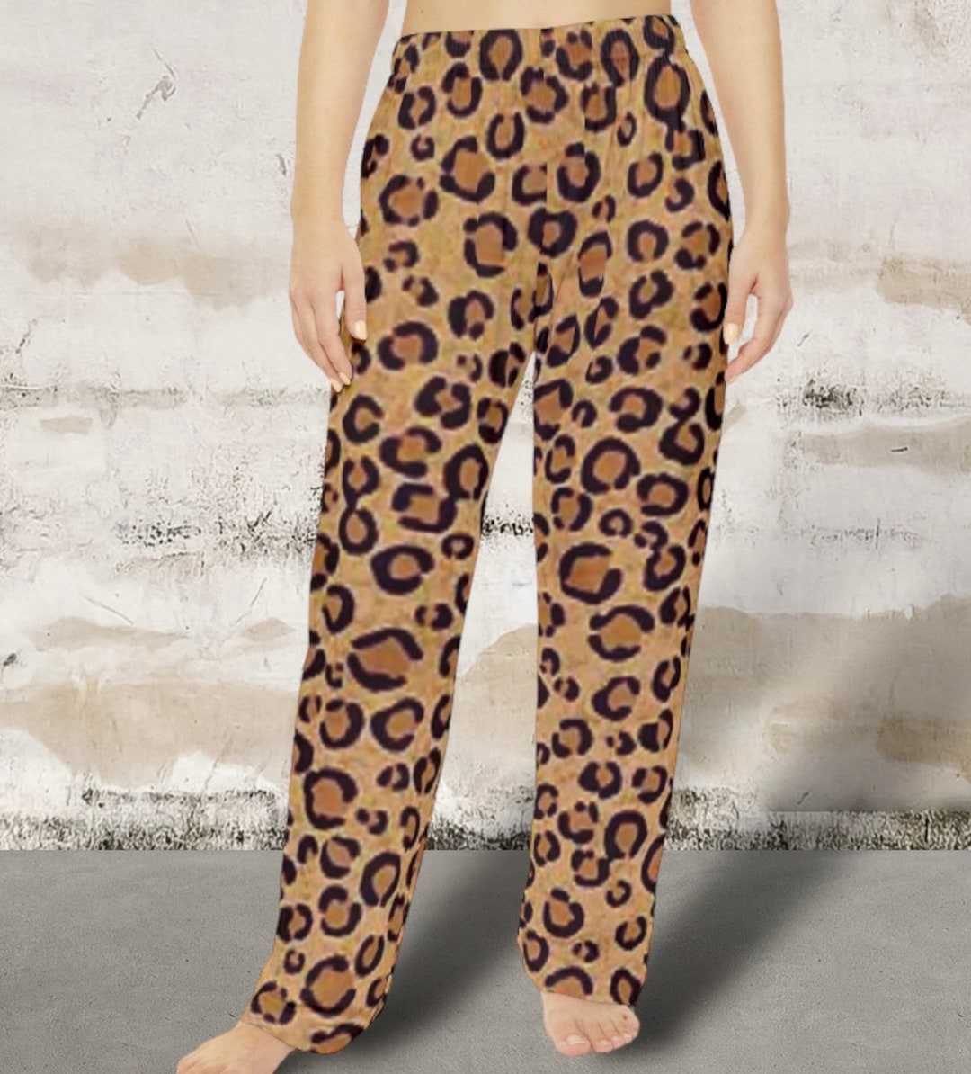 Women's Animal Print Pajama Pants, Leopard Print Pj Bottoms, Ladies ...