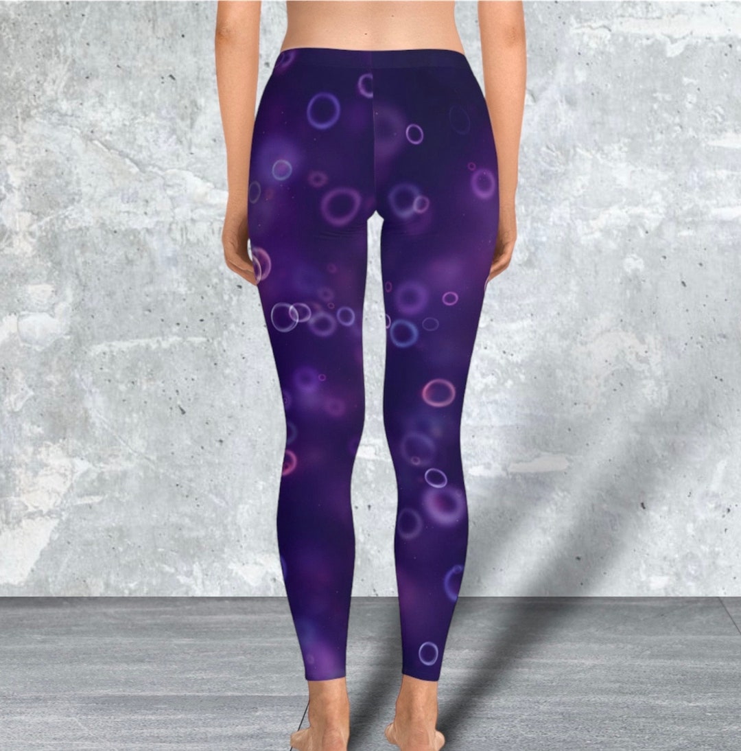 Purple Bubbles Leggings, Groovy Fashion Yoga Pants, Womens Athleisure ...