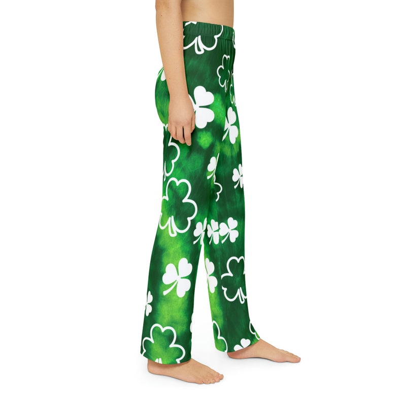 Kids Pajama Pants Shamrock Themed, St Patricks Day Pj Pants, Festive ...