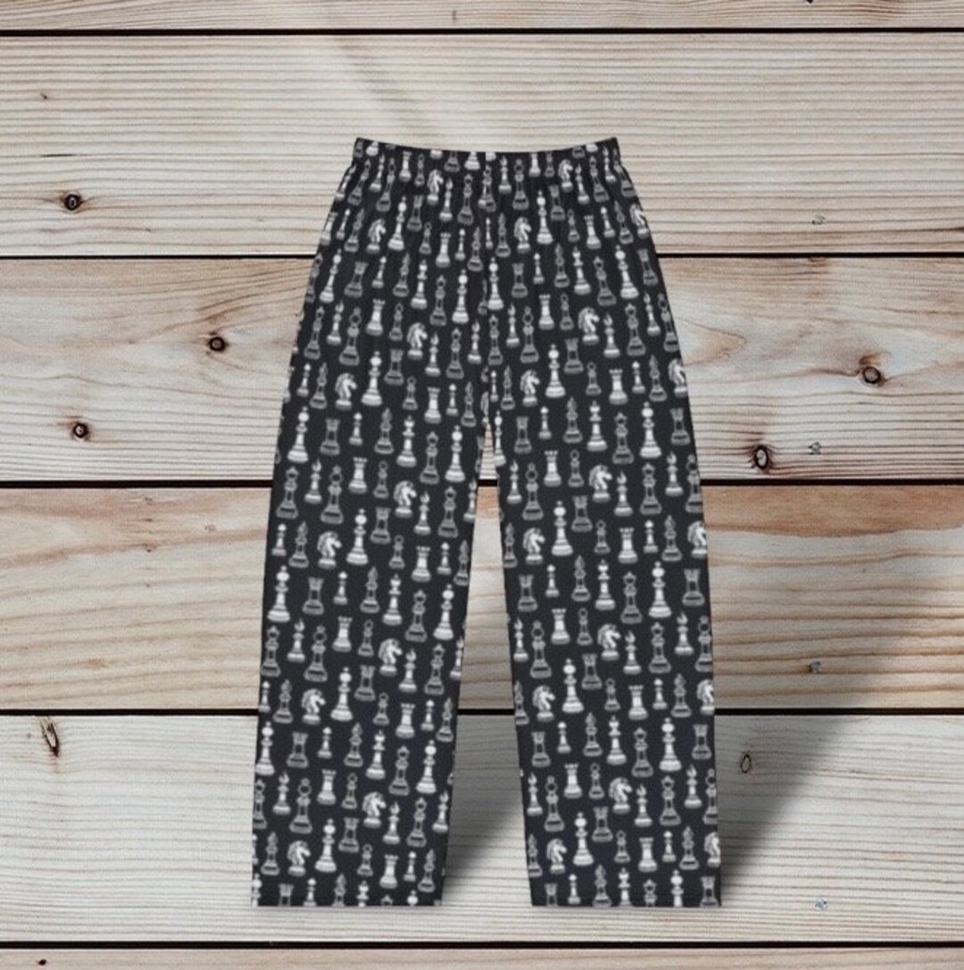 Men's Pajama Pants Chess Pawns, Chess Player Pj Pants, Novelty Lounge ...