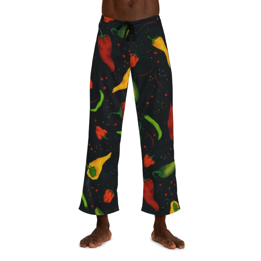 Men's Chili Peppers Pajama Pants, Hot Pepper Pj Bottoms, Gift for Him ...