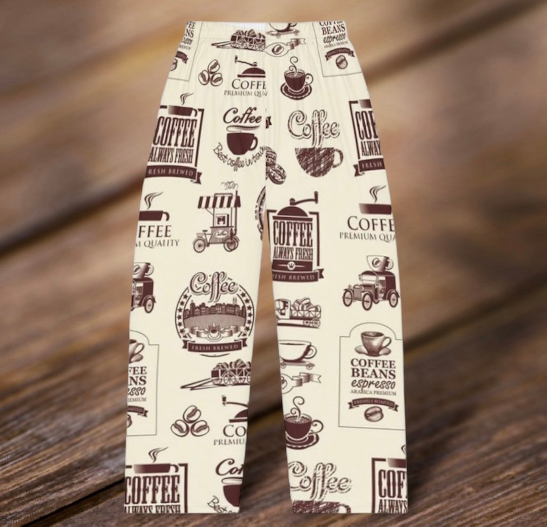 Womens Coffee Themed Pj Pants, Coffee Lovers Ladies Pajama Pants ...