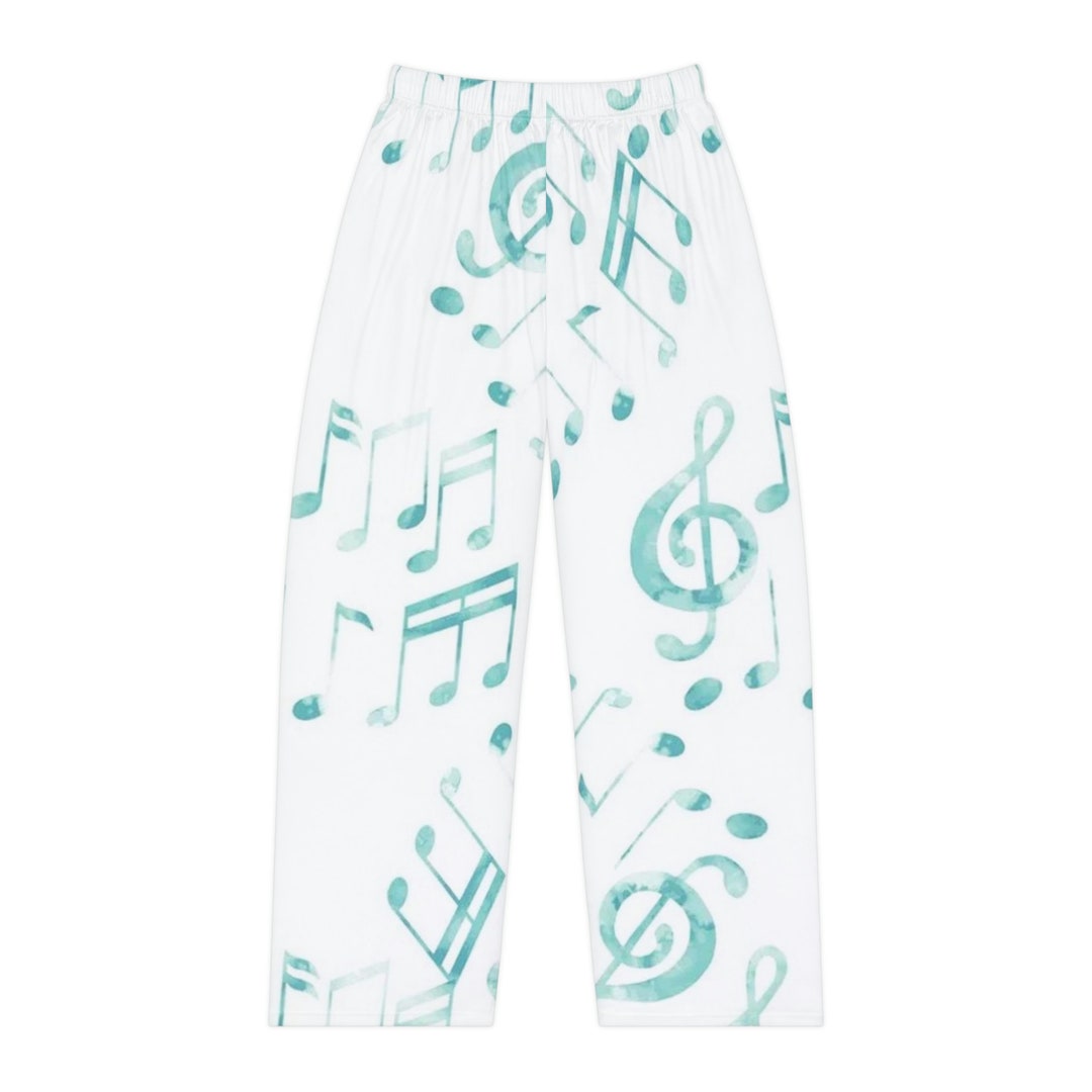 Ladies Watercolor Blue Music Notes Pj Bottoms, Music Themed Pajama ...