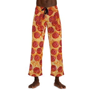 Men's Pizza Theme Pajama Pants, Pepperoni Pizza Lover Gift Pj Bottoms ...