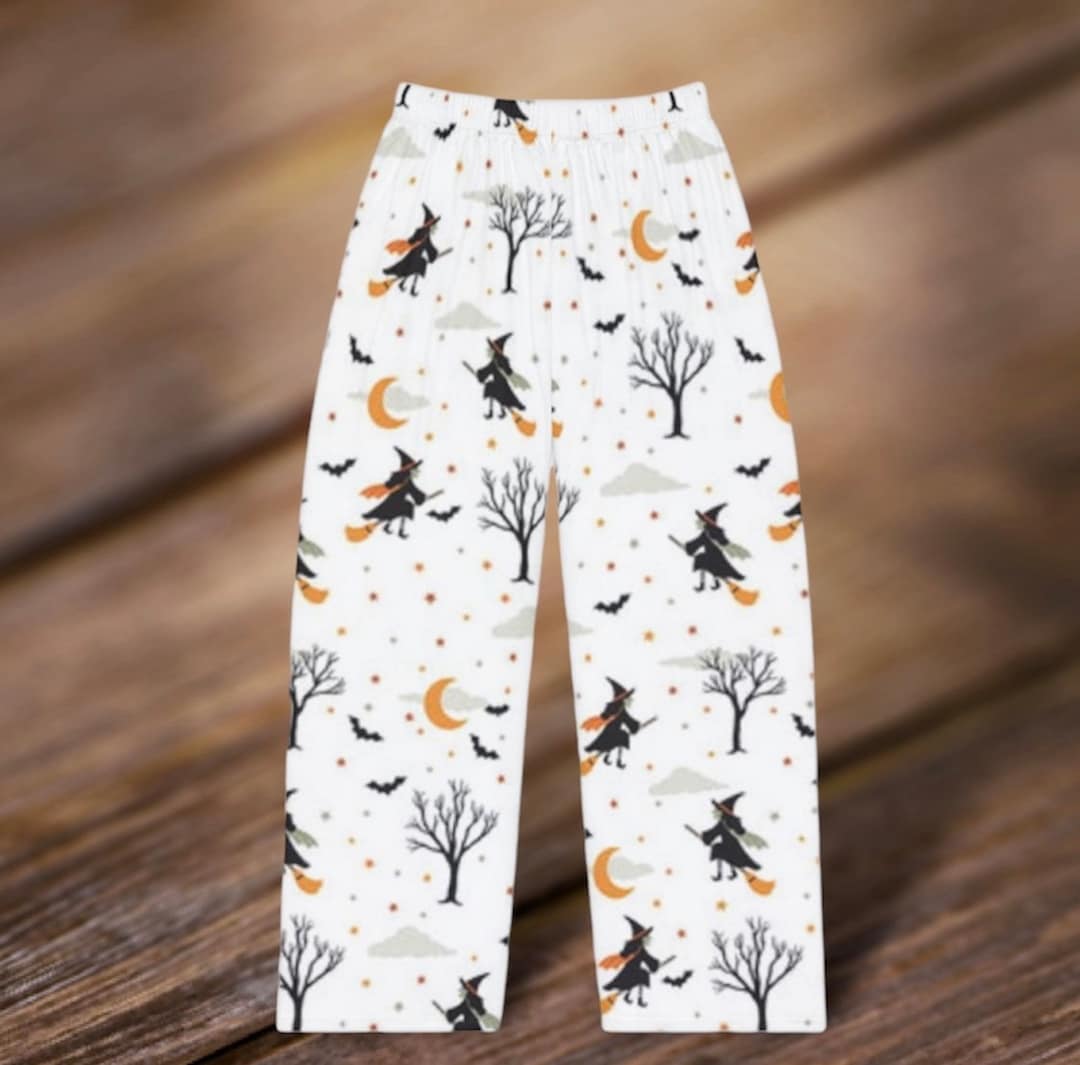 Womens Halloween Witch Pj Pants, Witches and Bats Ladies Pajama Pants ...