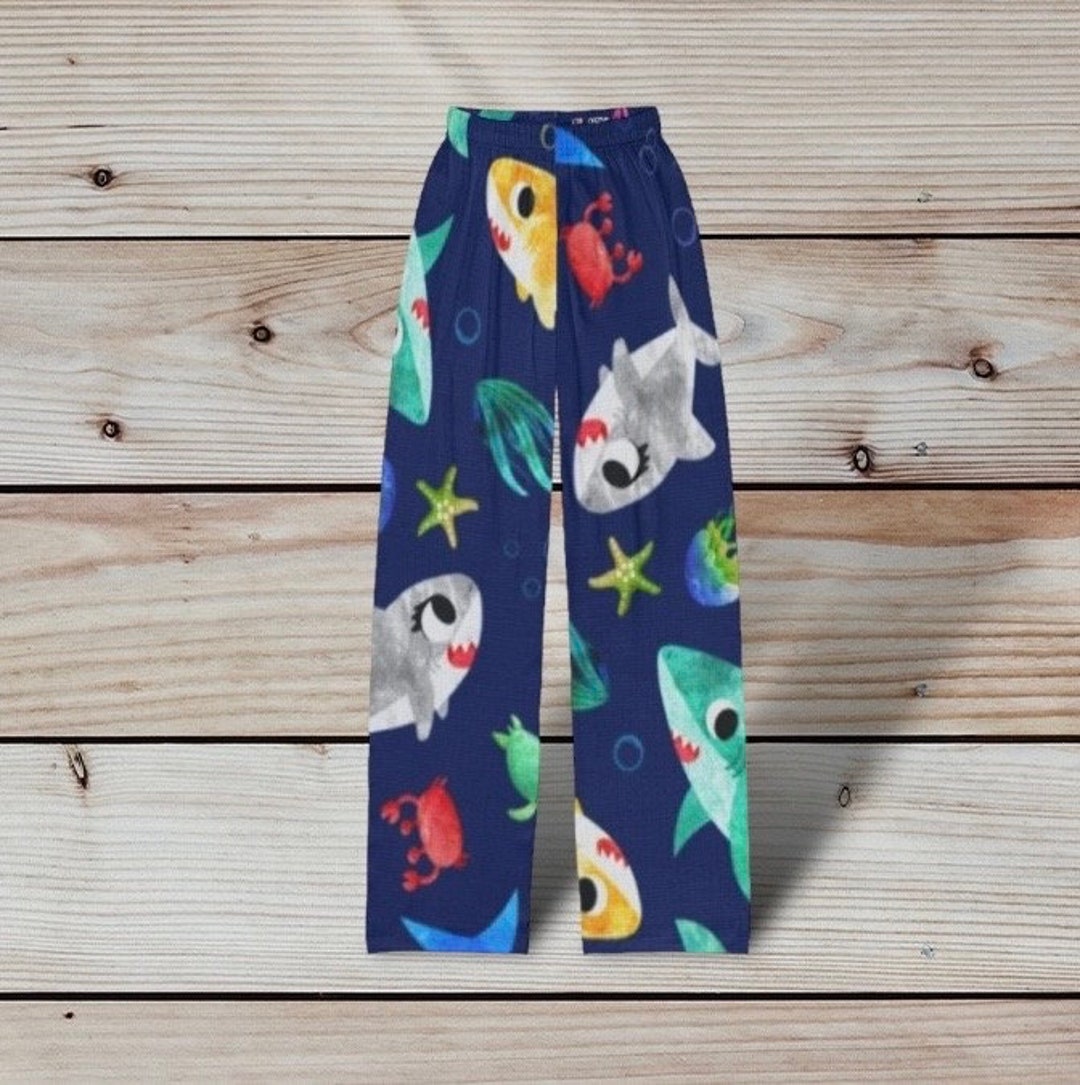 Kids Shark Pajama Bottoms, Sharks Print Pj Bottoms, Child Lounge Pants ...