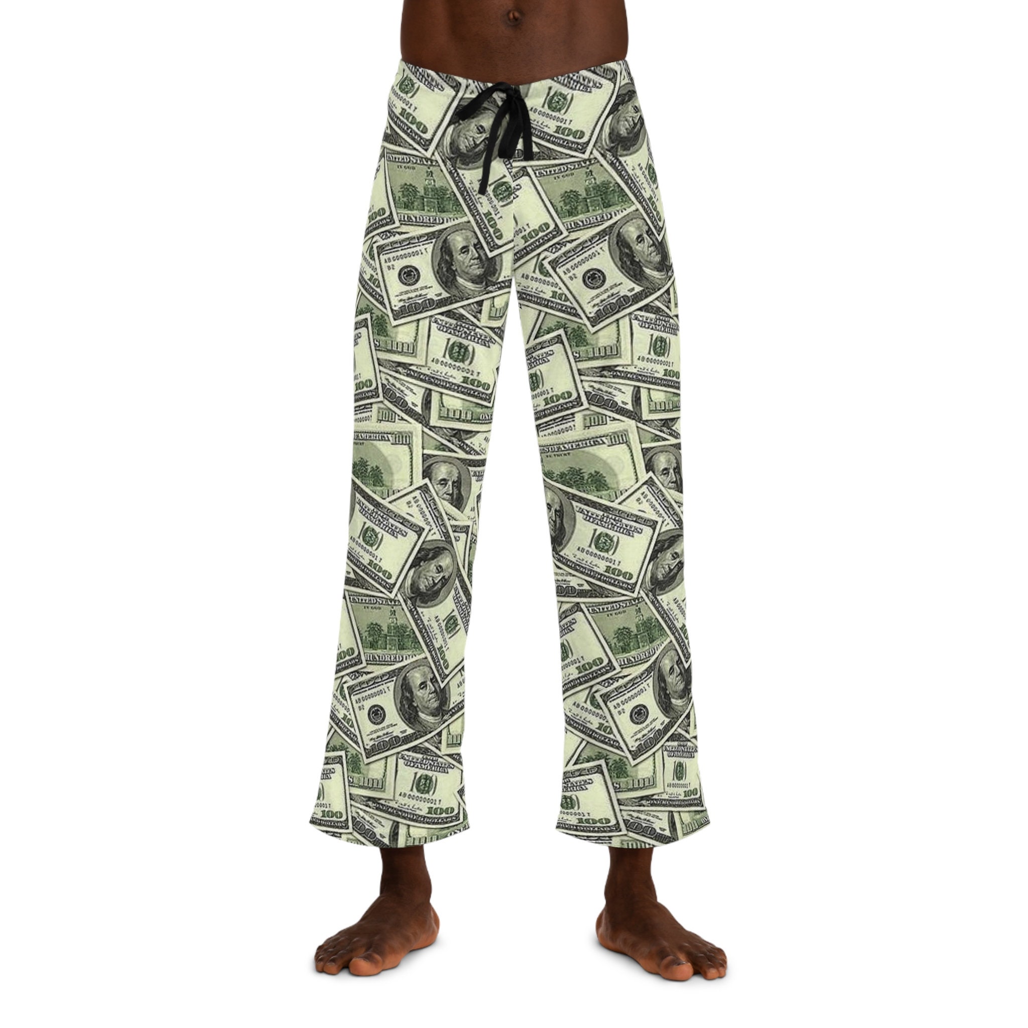 Men's Money Print Pajama Pants, Hundred Dollar Bills Pj Bottoms, Gift ...