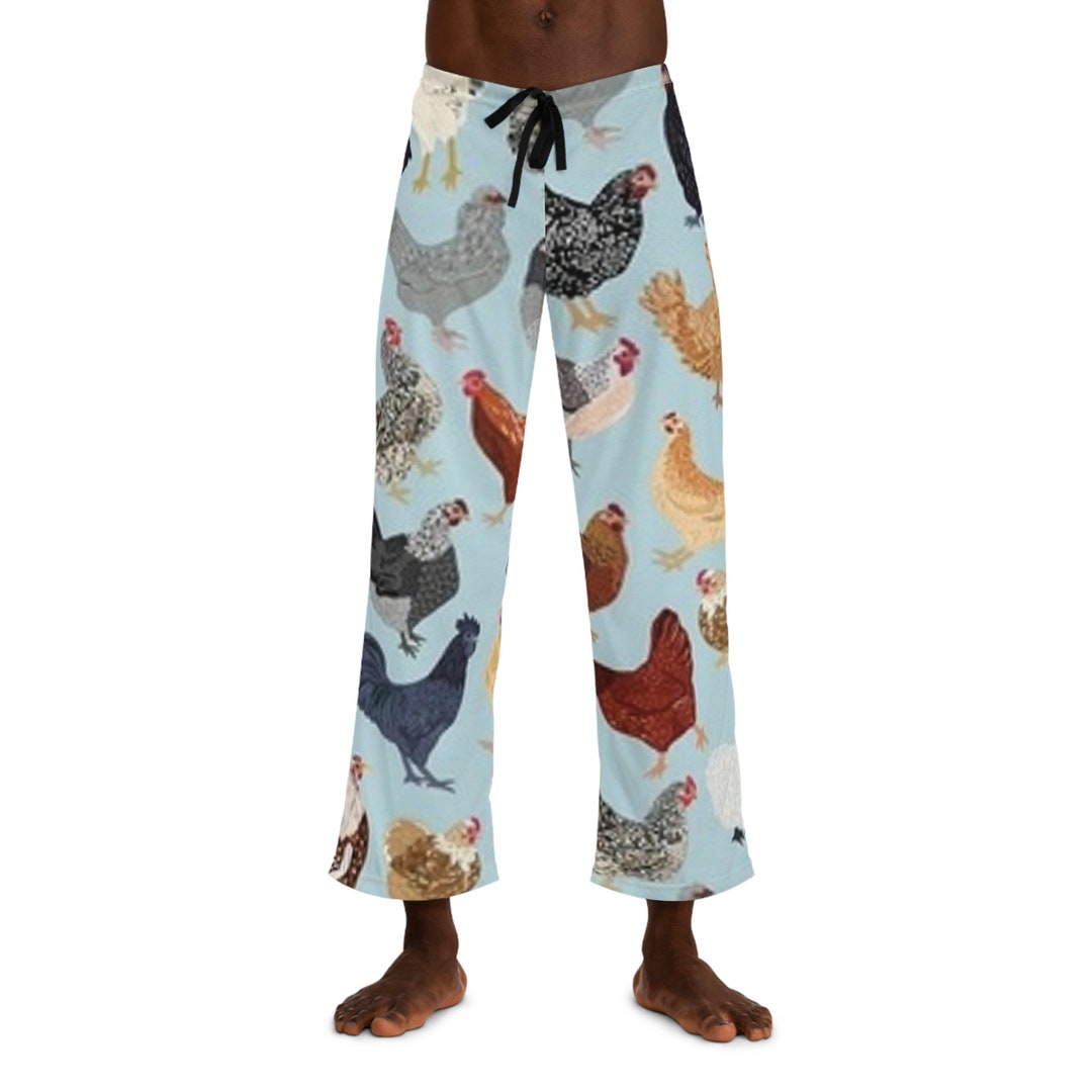 Men's Chicken Pajama Pants, Chicken Lover Gift Pj Bottoms, Rooster Pjs ...