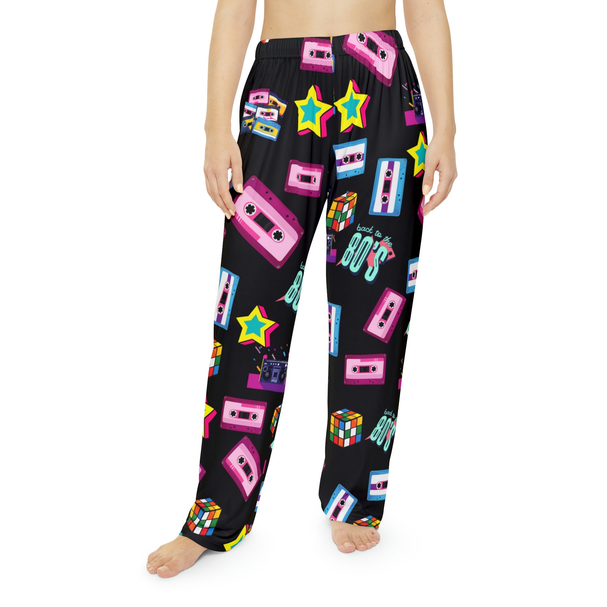 80's Nostalgia Fun Retro Pj Pants, Cassette Tapes Rubics Cubes, Novelty ...