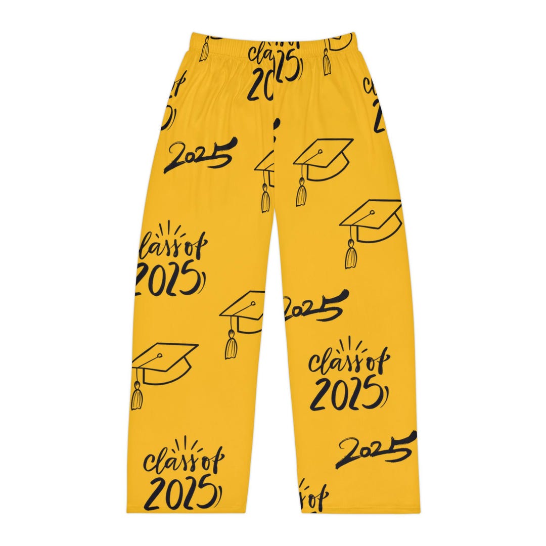 Graduation Men's Pajama Pants, Class of 2025 Lounge Wear, Green Yellow ...