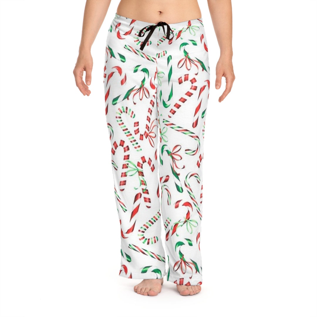 Festive Women's Pajama Pants Candy Canes, Peppermint Candy Pjs, Ladies ...
