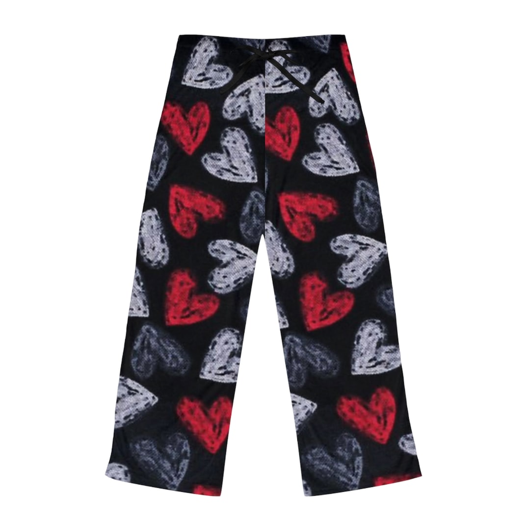 Women's Pajama Pants Chalk Hearts, Valentines Day Pjs, Ladies Novelty ...