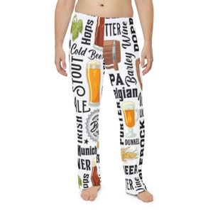 Men's Pajama Pants Beer Theme, Beer Lovers Pj Pants, Beers Pattern ...