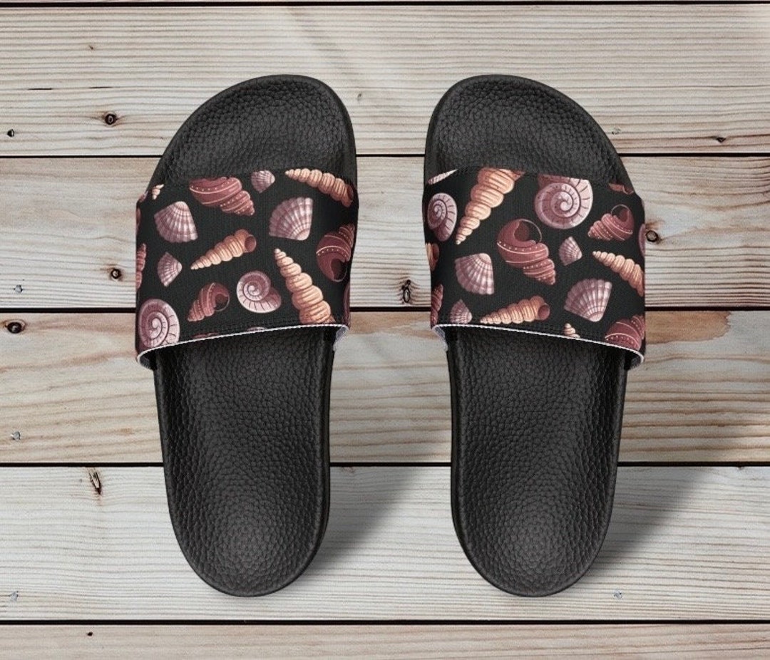 Women's Slide Sandals, Seashells Beach Theme, Ladies Fashion Sandals ...