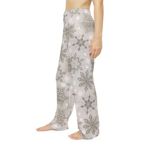 Winter Theme Ladies Snowflake Pj Pants, Holiday Ladies Pajama Pants ...