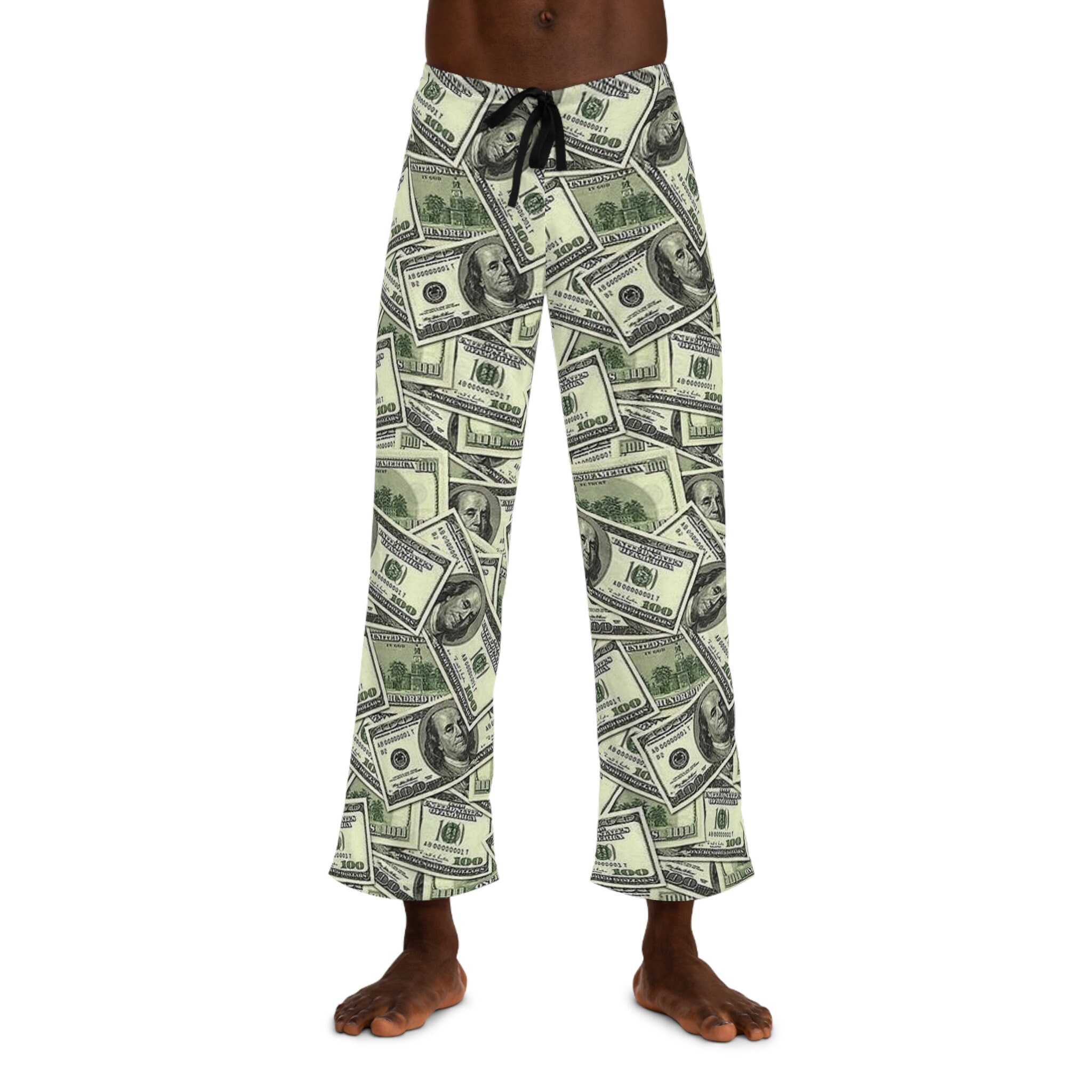 Men's Money Print Pajama Pants, Hundred Dollar Bills Pj Bottoms, Gift ...