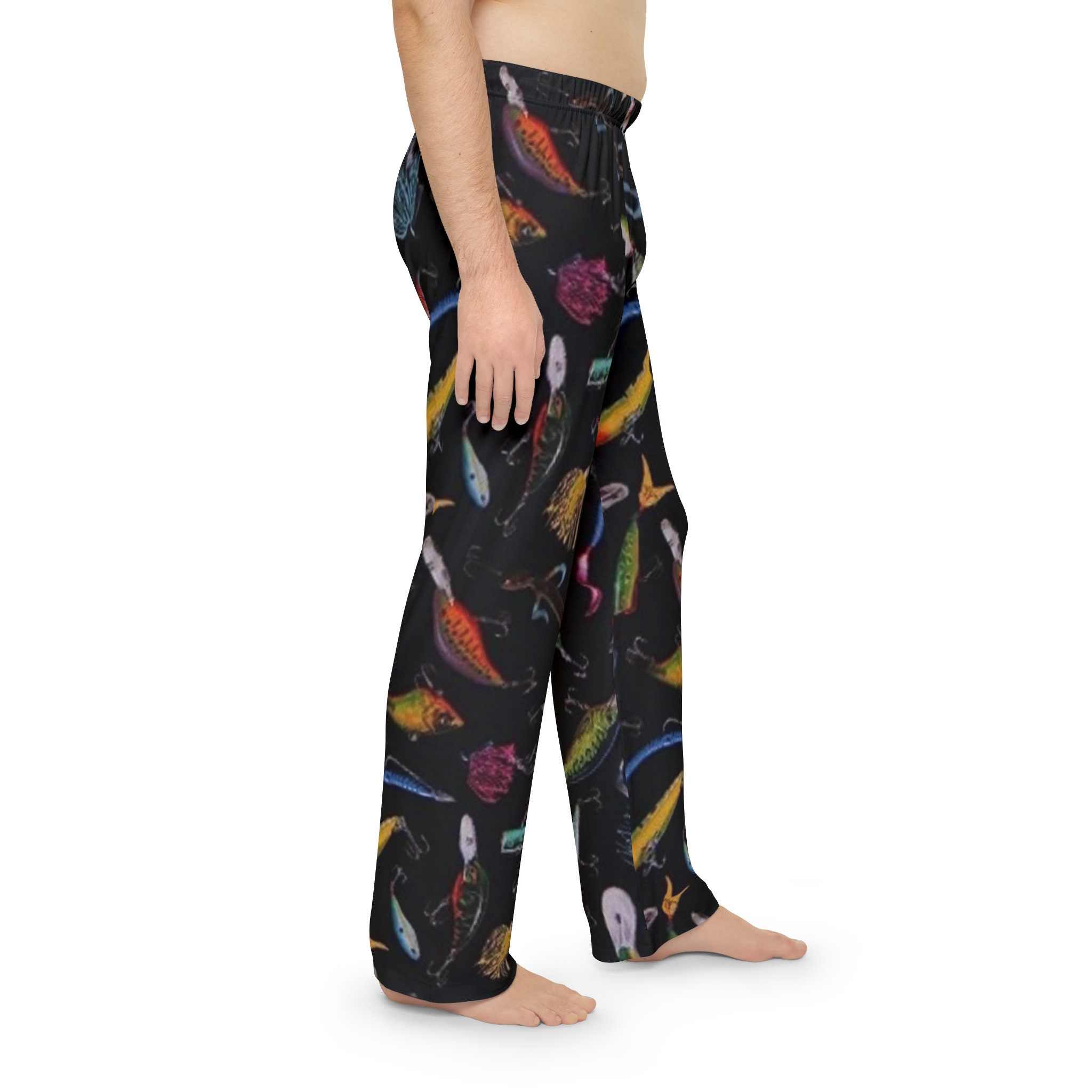Men's Pajama Pants Fishing Themed, Fishing Lure Pj Pants, Novelty ...