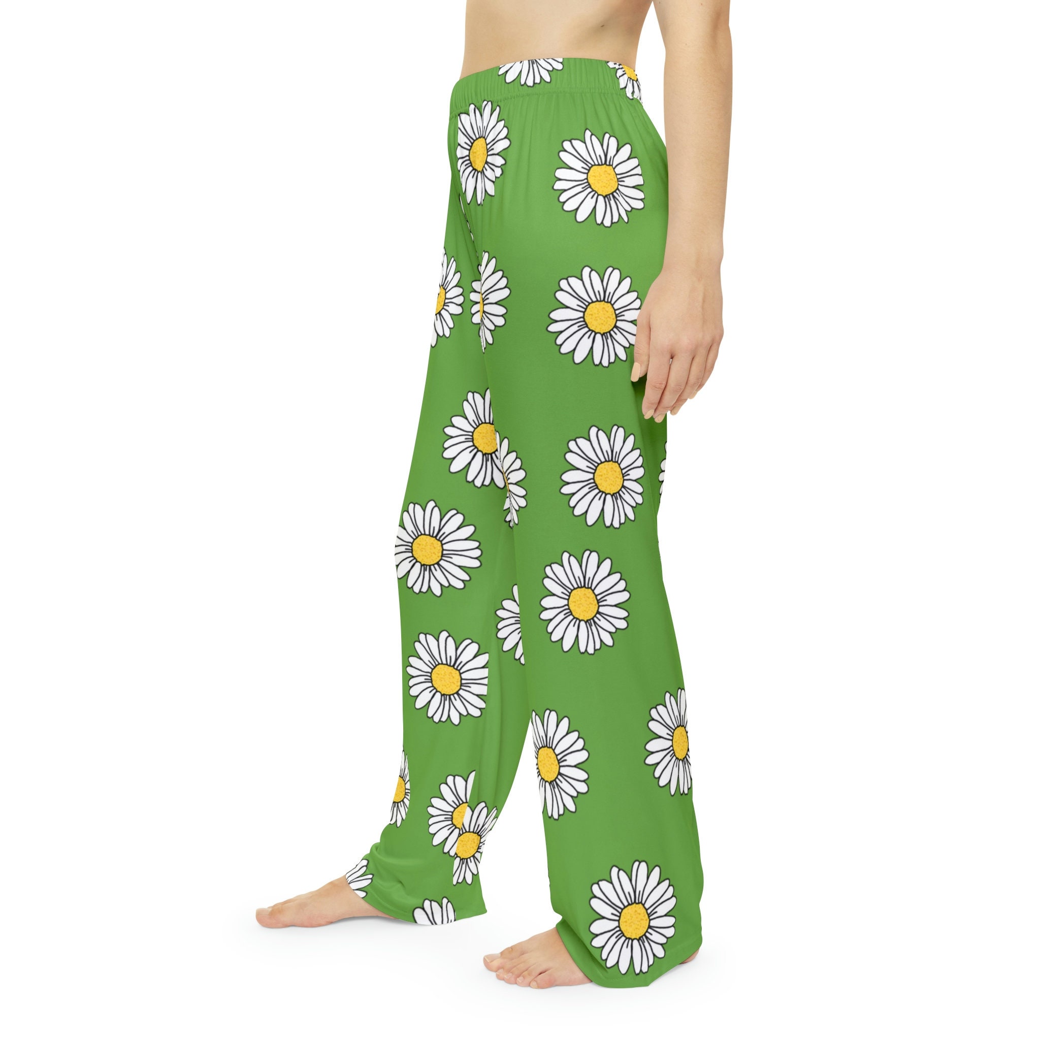Daisy Themed Ladies Pajama Pants, Flower Garden Lovers Pj Pants, Floral ...