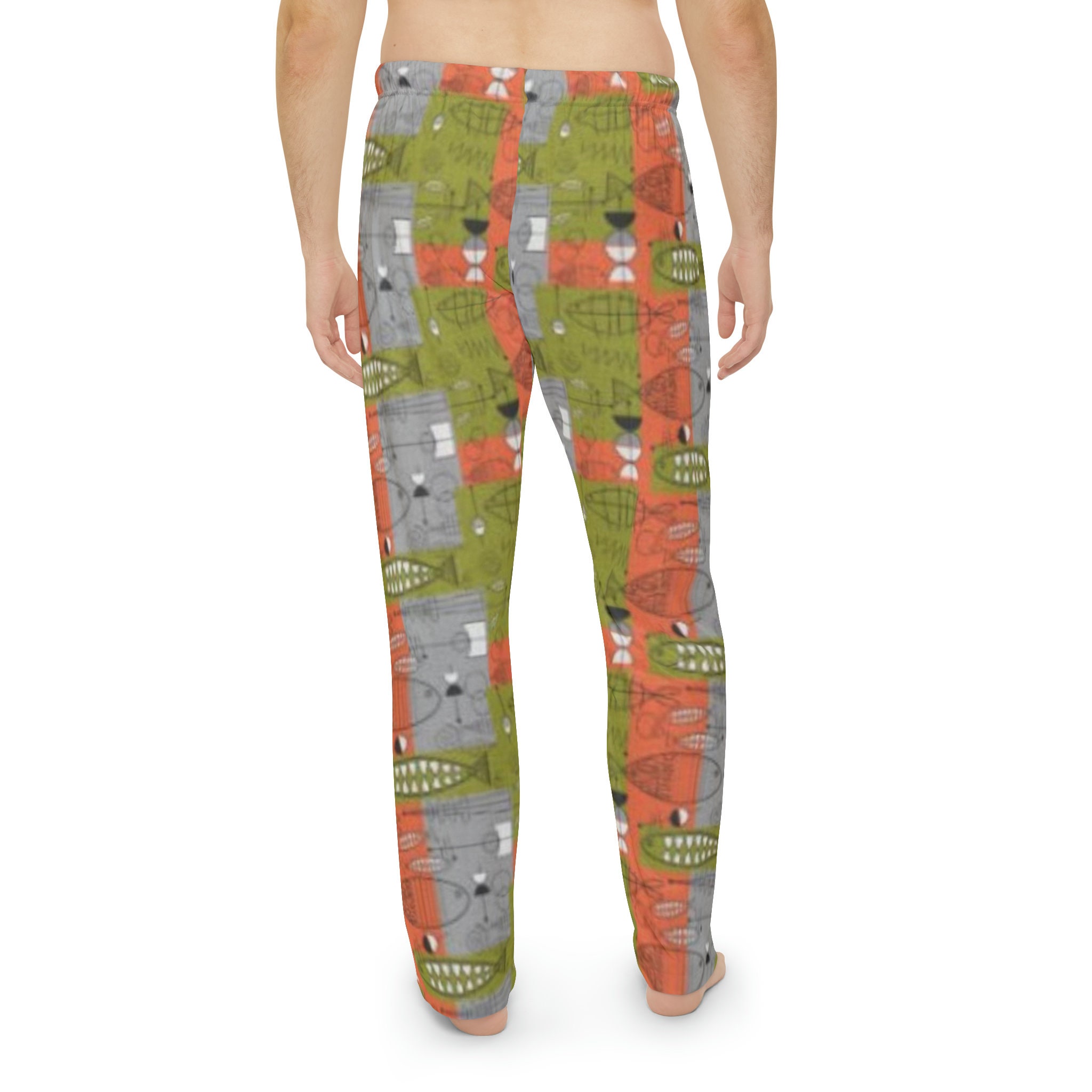 Men's Pajama Pants Fishing Themed, Whimsical Fish Pj Pants, Novelty ...