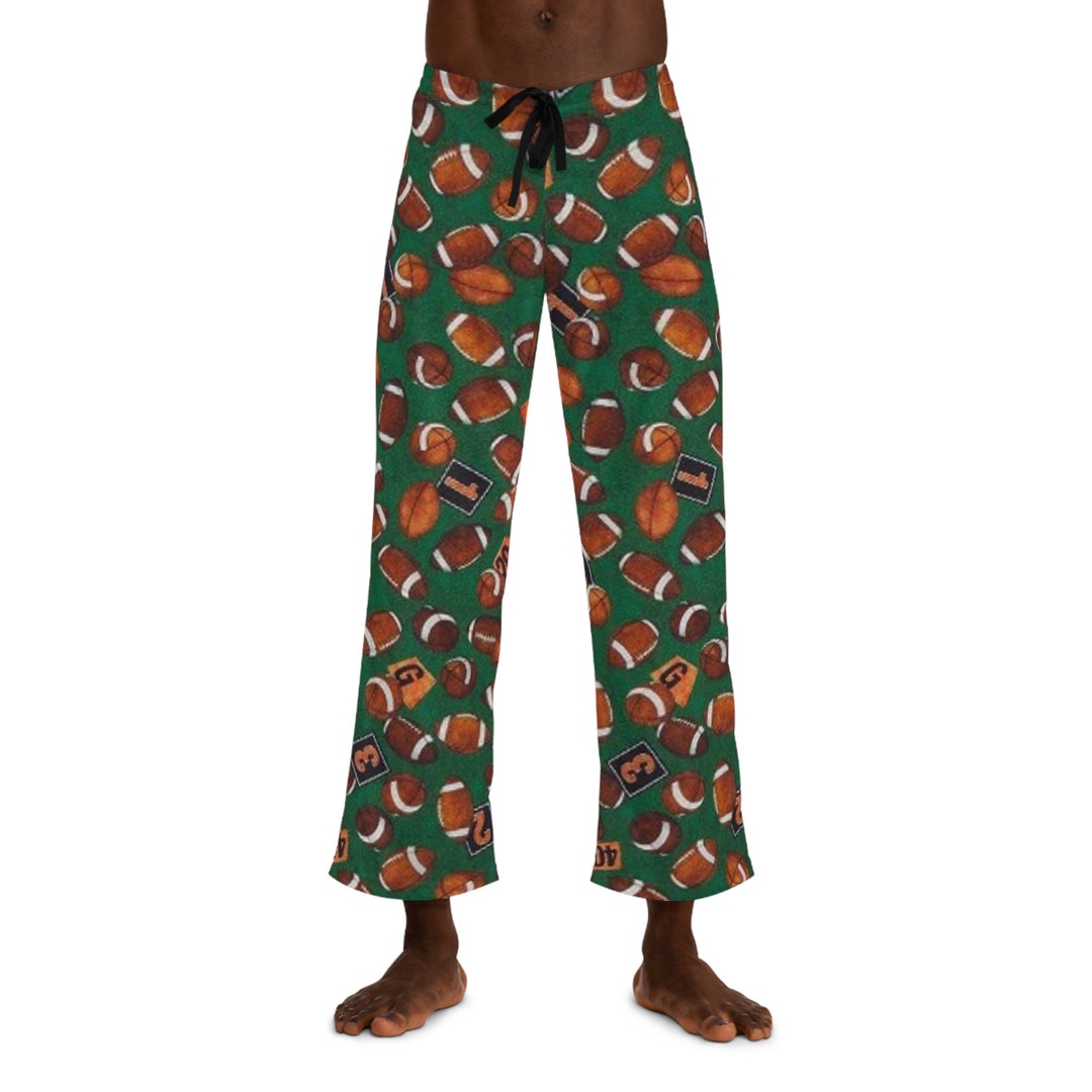 Men's Football Pajama Pants, Game Day Pj Bottoms, Footballs Theme Pjs ...