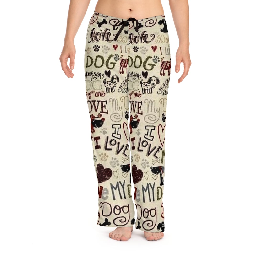 Ladies Dog Lover Pajama Pants, Dog Theme Pjs, Womens Novelty Pj Bottoms ...
