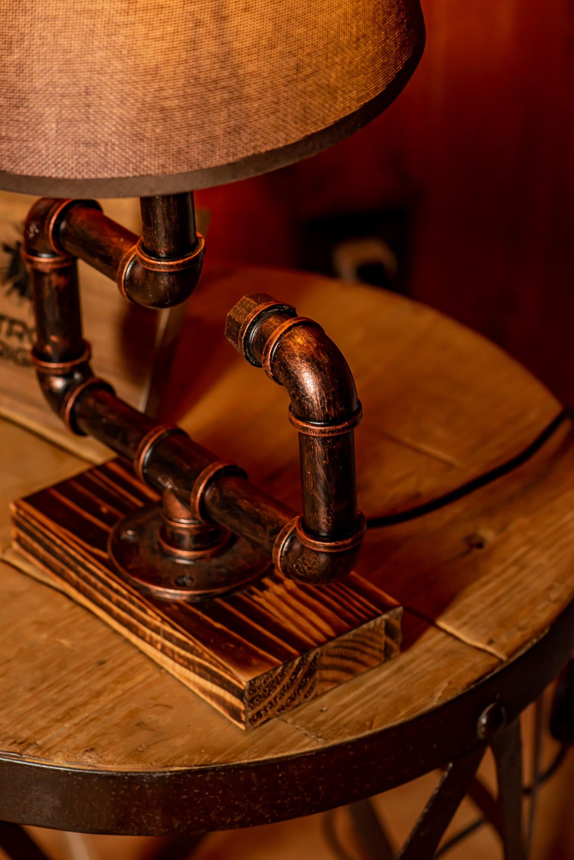 Whisper Steampunk Lamp Vintage Handmade Adjustable Pipe With Reclaimed ...