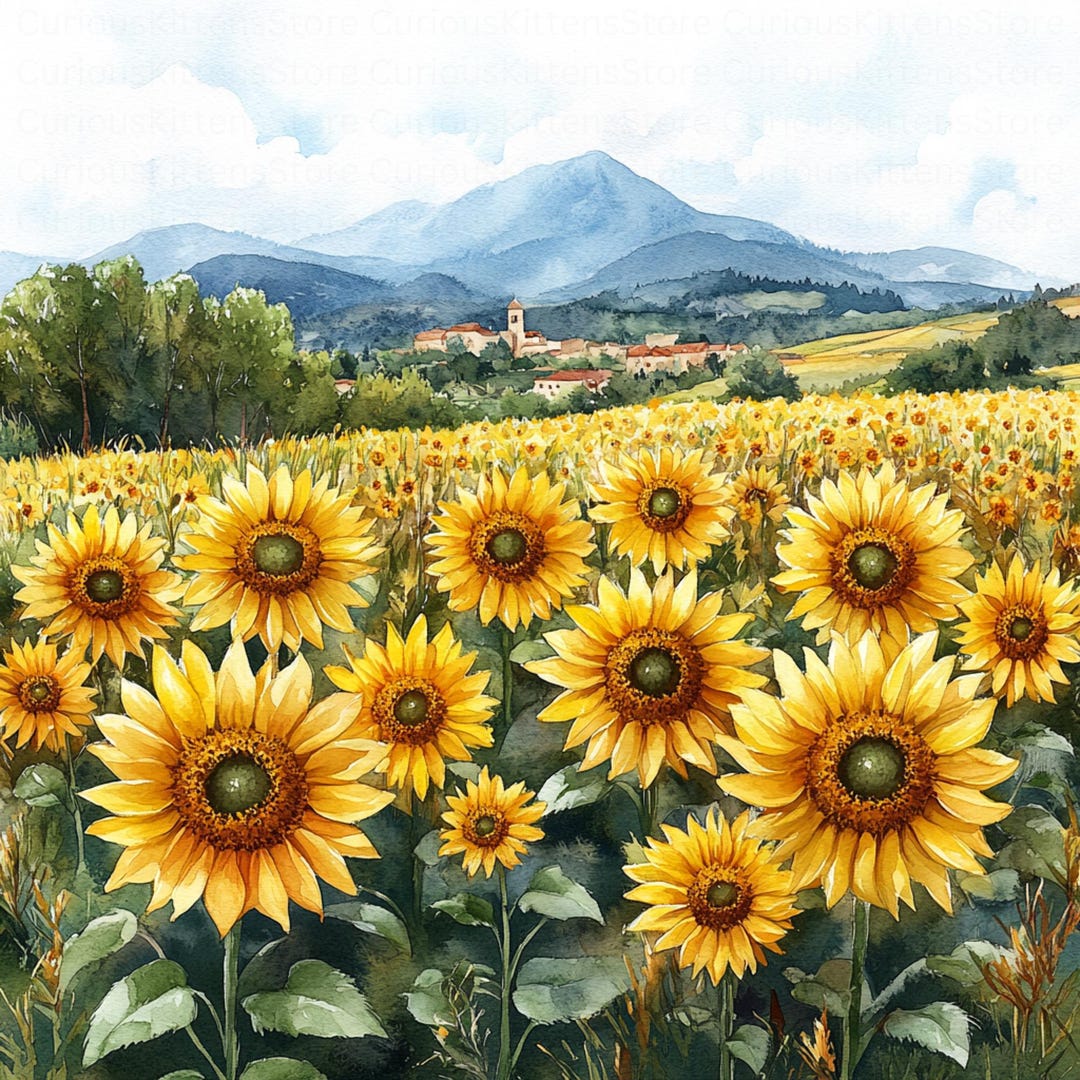 Sunflower Field Clipart: High-resolution Floral Art (digital Download ...